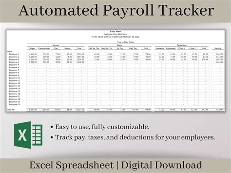 Automated Payroll Report Easy To Use Employee Payroll Template