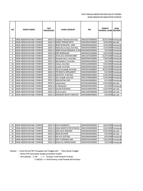 Bagi Format Data Tenaga Kesehatan Non Asn Pdf