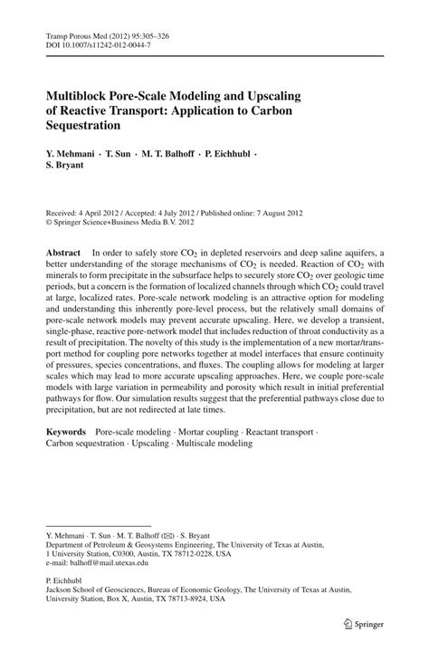 Pdf Multiblock Pore Scale Modeling And Upscaling Of Reactive