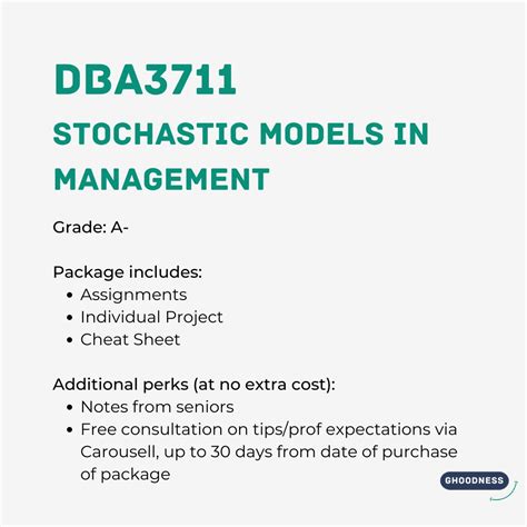 Nus Notes Dba3711 Stochastic Models In Management Hobbies And Toys Books And Magazines Textbooks