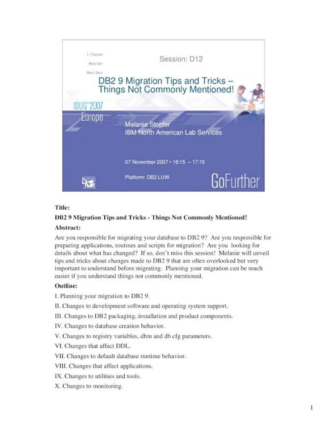 pdf db2 9 migration tips and tricks things not commonly · 1