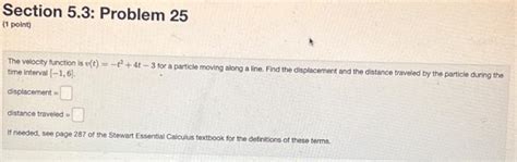 Solved The Velocity Function Is V T T T For A Particle Chegg