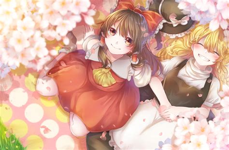 Attyuntyun Hakurei Reimu Kirisame Marisa Touhou Konachan Com Konachan Com Anime Wallpapers