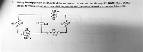 2 using superposition method find the voltage across and current