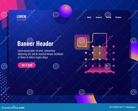 Abstract Technology Banner Data Transaction Icon Concept Of Cryptography And Database Neon