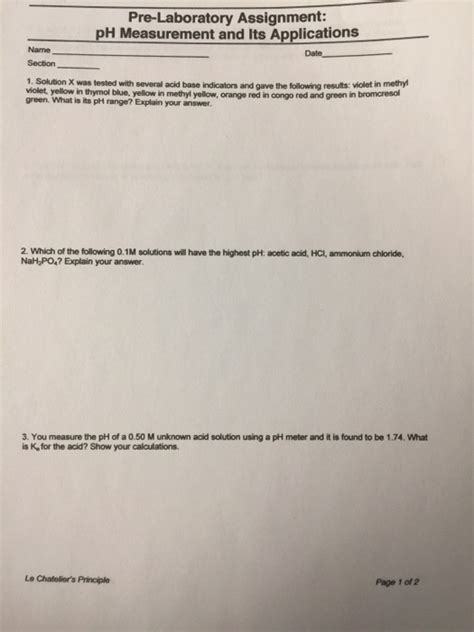 Solved Pre-Laboratory Assignment pH Measurement and Its | Chegg.com
