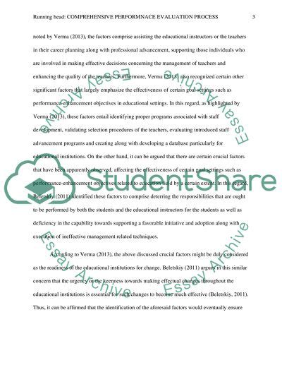 Comprehensive Performance Evaluation Process Research Paper