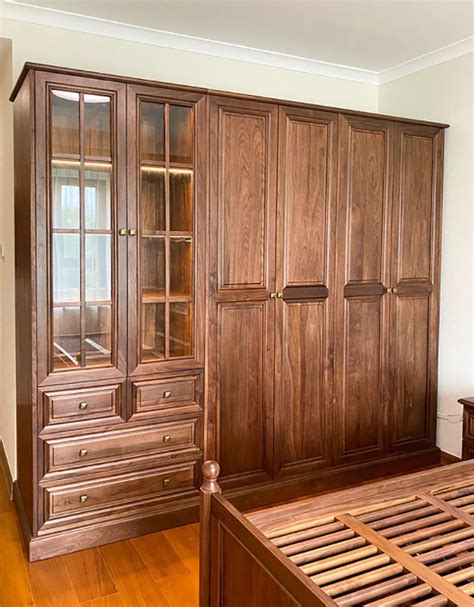 北欧日式原木黑胡桃木樱桃木全实木大衣柜整体卧室开放式衣帽衣橱 阿里巴巴