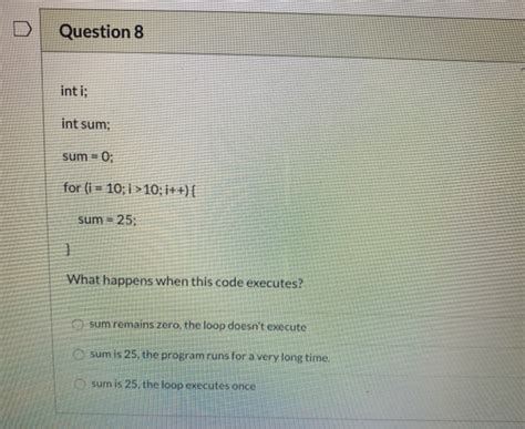 Solved Question 5 Int Sum 0 Fori0 I