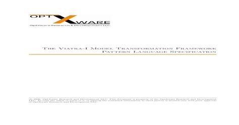 Pdf The Viatra I Model Transformation Framework Pattern Language Specification Dokumentips