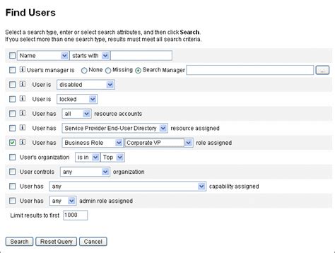 to find users assigned to a specific role oracle waveset 8 1 1 business administrator s guide