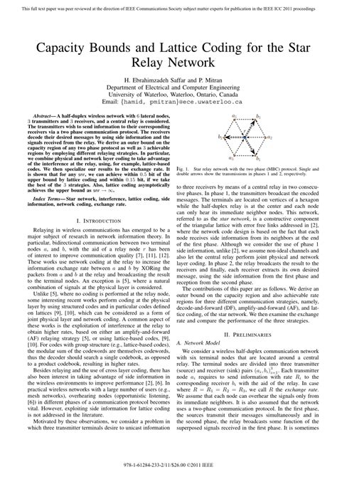 Pdf Capacity Bounds And Lattice Coding For The Star Relay Network