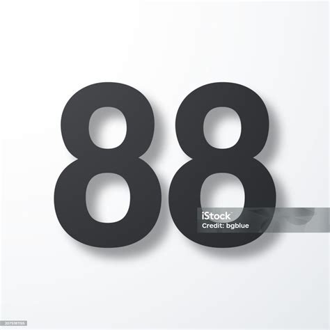 88 Number Eightyeight Icon With Shadow On White Background Stock