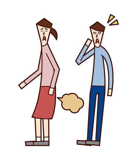 방귀를 하는 여자의 일러스트 무료 일러스트 소재집 Kukukeke