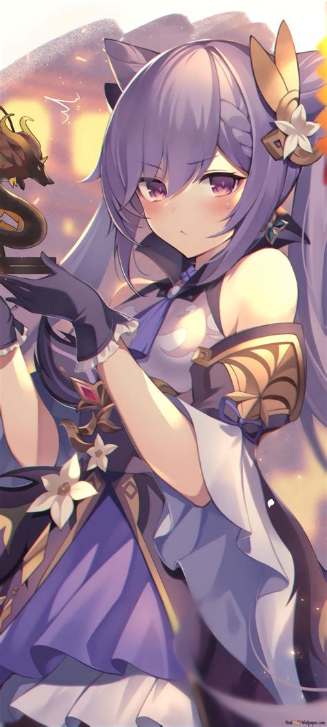 Keqing With Her Dragon Trophy Genshin Impact K Wallpaper Download