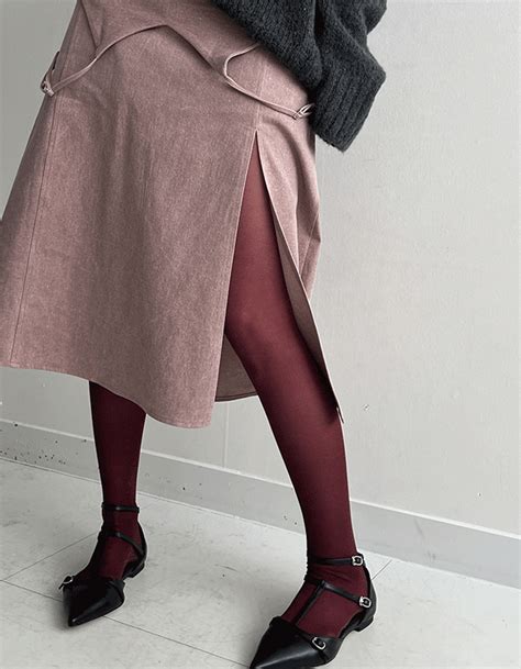 버건디 펄 시스루 스타킹