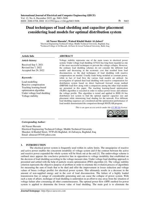 Pdf Dual Techniques Of Load Shedding And Capacitor Placement Considering Load Models For