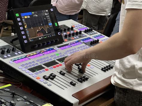 Analog Audio Mixer Or Console Sound Engineer And Music Control Panel