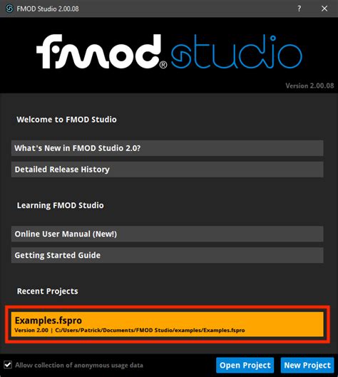Setting Up The FMOD Project