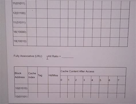 Solved Given The Following Block Access Sequence Fill In The