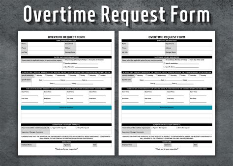 Overtime Request Form Printable Employee Time Template HR Templates Human Resources Business