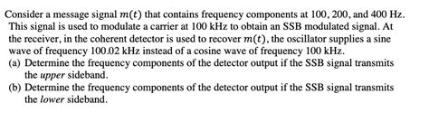 Solved Consider A Message Signal M T That Contains Chegg