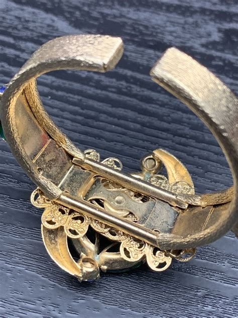 Rare Vintage Early Miriam Haskell Royal Blue Green Rh Gem