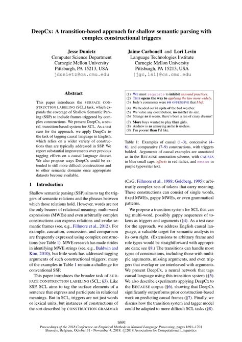 Pdf Deepcx A Transition Based Approach For Shallow Semantic Parsing With Complex