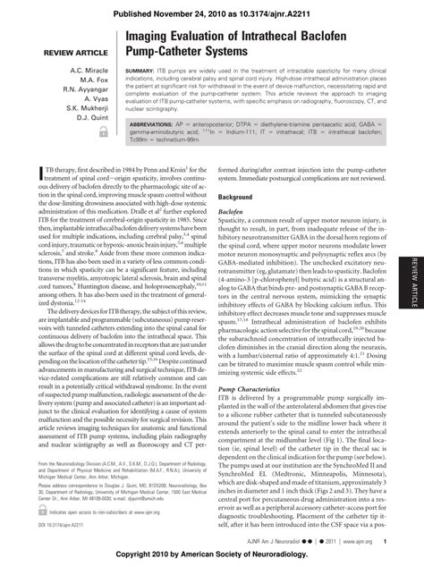 Pdf Imaging Evaluation Of Intrathecal Baclofen Pump Catheter Systems