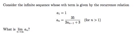 Solved Find The Limit Of The Infinite Sequence Whose Nth