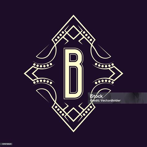 편지 B 비즈니스 엠블럼 글래머 배지 빈티지 초기 라벨 템플릿과 우아한 모노그램 디자인 문장에 대한 스톡 벡터 아트 및 기타