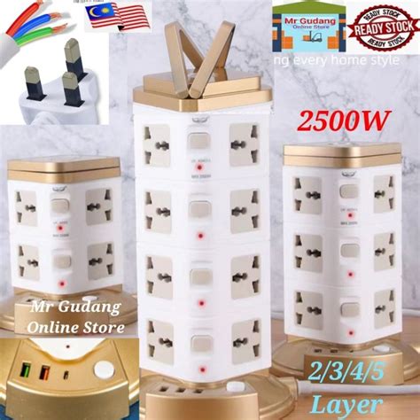 Meter Wire Space Saving Universal Tower Extension Socket Plug Dual Usb Port Type C Soket