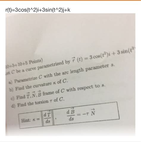 Solved R T Cos T I Sin T J K Points EtC Be A Chegg Com