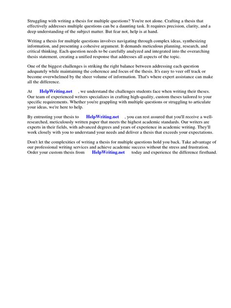 How To Write A Thesis For Multiple Questions Pdf
