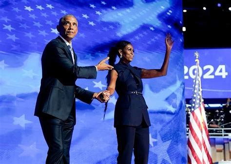 Michelle Obama Wears Navy Monse Power Suit To Speak At The 2024