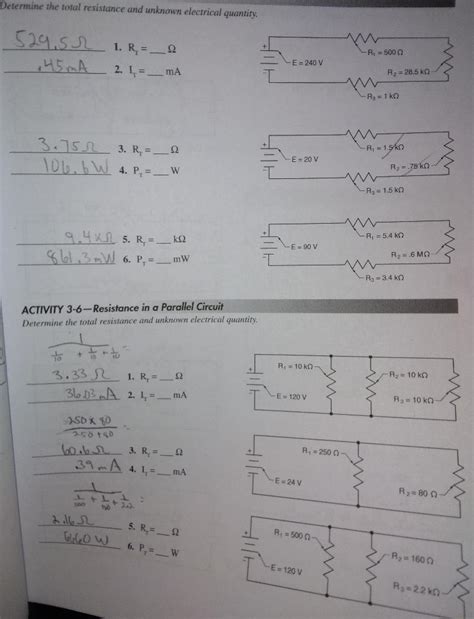Solved Determine The Total Resistance And Unknown Electrical Chegg