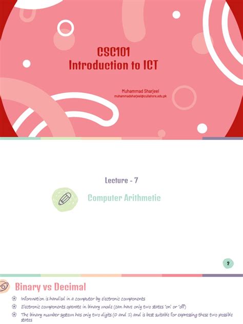 Ict Lec 1011 Computer Arithmetic Pdf Arithmetic Theoretical