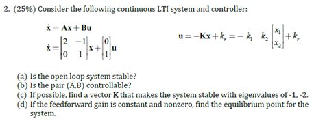 Solved Consider The Following Continuous LTI System Chegg
