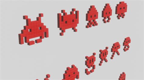 3d Space Invaders 3d Icons Model Turbosquid 1883402