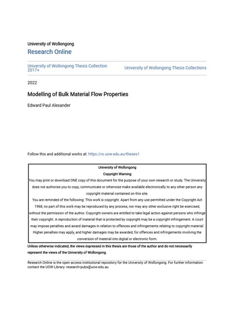 A Grima Modelling Of Bulk Material Flow Properties Pdf Copyright