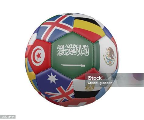 흰색 배경 센터 3 차원 렌더링에에서 사우디 아라비아에 고립 된 플래그로 축구 공 0명에 대한 스톡 사진 및 기타 이미지 0명 2018년 3차원 형태 Istock