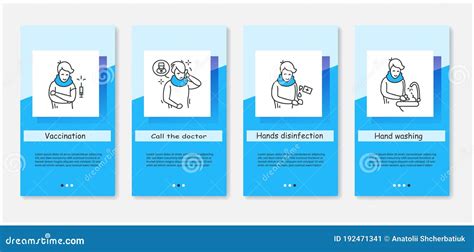 Viral Disease Prevention Vector Template Onboarding Web Screens Stock Vector Illustration Of