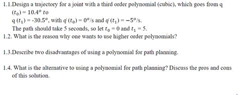 Solved 11design A Trajectory For A Joint With A Third
