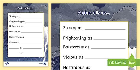 Storm Simile Poem Template