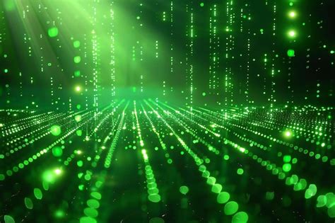 premium photo digital matrix background with green binary code and light rays creating an
