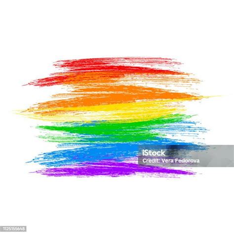 Lgbt 커뮤니티 플래그입니다 브러시 스트로크로 흰색 절연 무지개의 색깔입니다 레즈비언 게이 자부심 양성 애자 트랜스 젠더 사회 운동의 상징 디자인의 벡터 요소를 편집 하