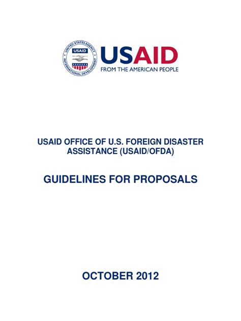 Usaidofda Guidelines For Disaster Assistance Proposals Pdf United