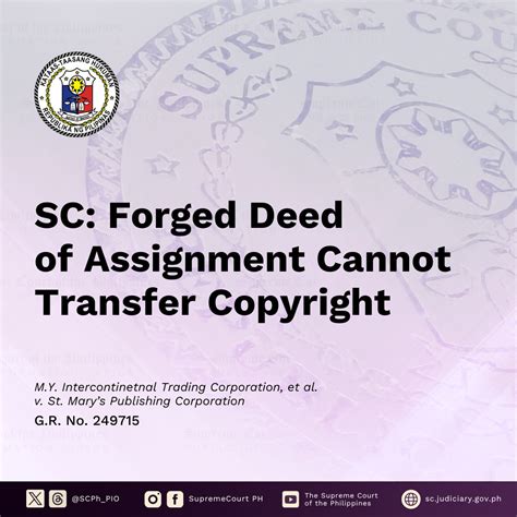Sc Forged Deed Of Assignment Cannot Transfer Copyright Supreme Court Of The Philippines