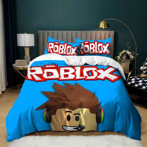 3 Pieces Roblox Duvet Cover Bedding Set Full Size Soft Breathable Quilt