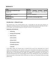 CCN Module Pdf MODULE Topic Introduction To Network Layer Chapter Network Layer